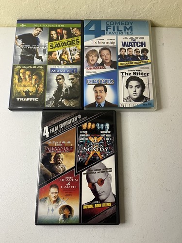 DVD Movies Bundle Lot of 3 Packs of 4 Collection Action Movies Comedy ...
