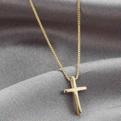 Women 14K Gold Stainless Steel Small Cross Pendant Chain Necklace Gift ...
