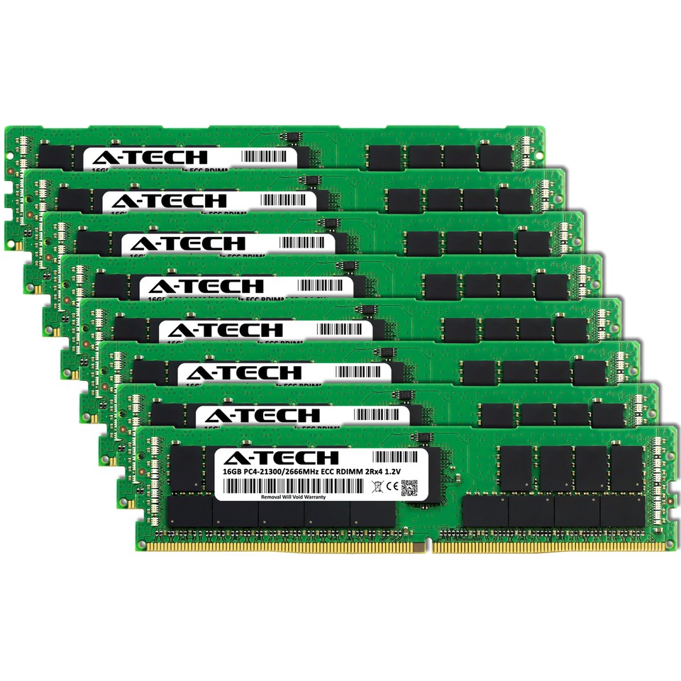 A-Tech 128GB 8x 16GB 2Rx4 PC4-21300R DDR4 2666 ECC REG RDIMM Server ...