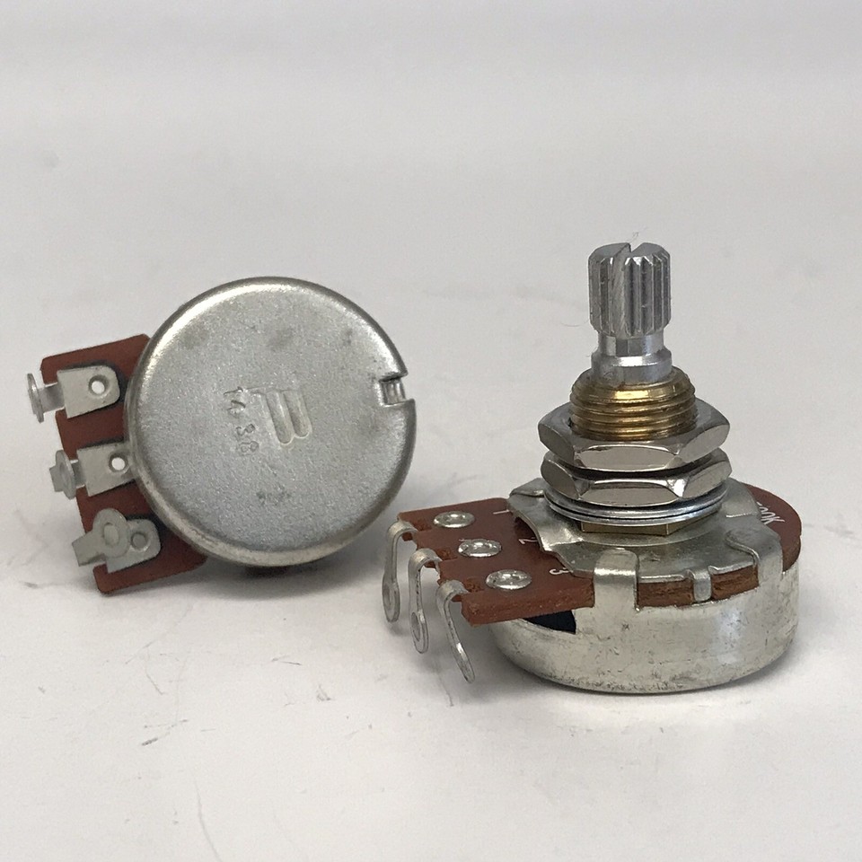 (1) BOURNS 500kL (linear) GUITAR BASS POTENTIOMETERS Audio Split Shaft ...