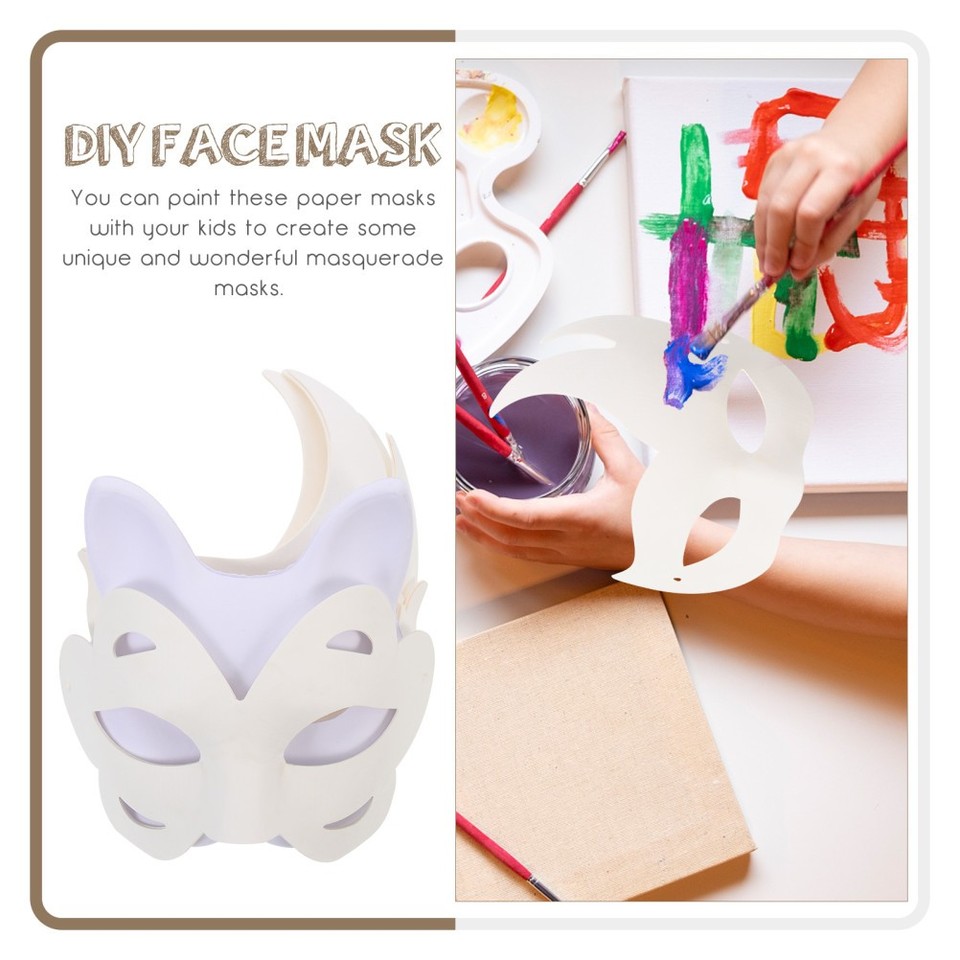 12Pcs DIY White Paper Masks Half Face Masquerade Masks DIY Pulp Mask ...