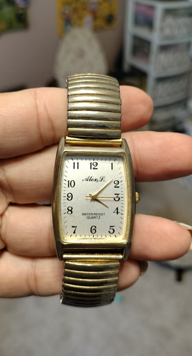 Alex L. Watch Silver Rectangular Face Gold Toned Expansion Band | eBay
