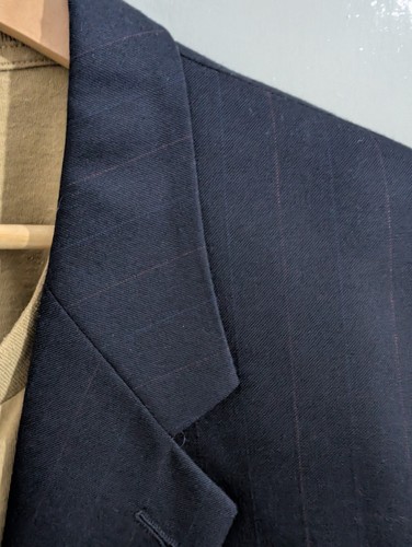 Mens Vintage Blazer 46S UK Size CANDA Striped Navy Blue Wool Sport Coat ...