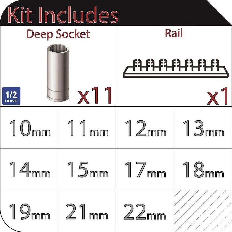Husky 1/2 in. Drive Deep Metric Socket Set (11-Piece) | eBay