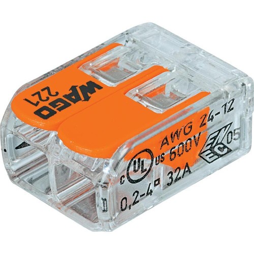 Wago 221 Compact Series Compact Lever Splicing Connector 4.00mm 2 Pole ...