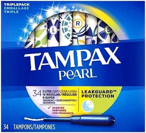 Tampax Pearl Tampons, Light/Regular/Super Absorbency with LeakGuard ...