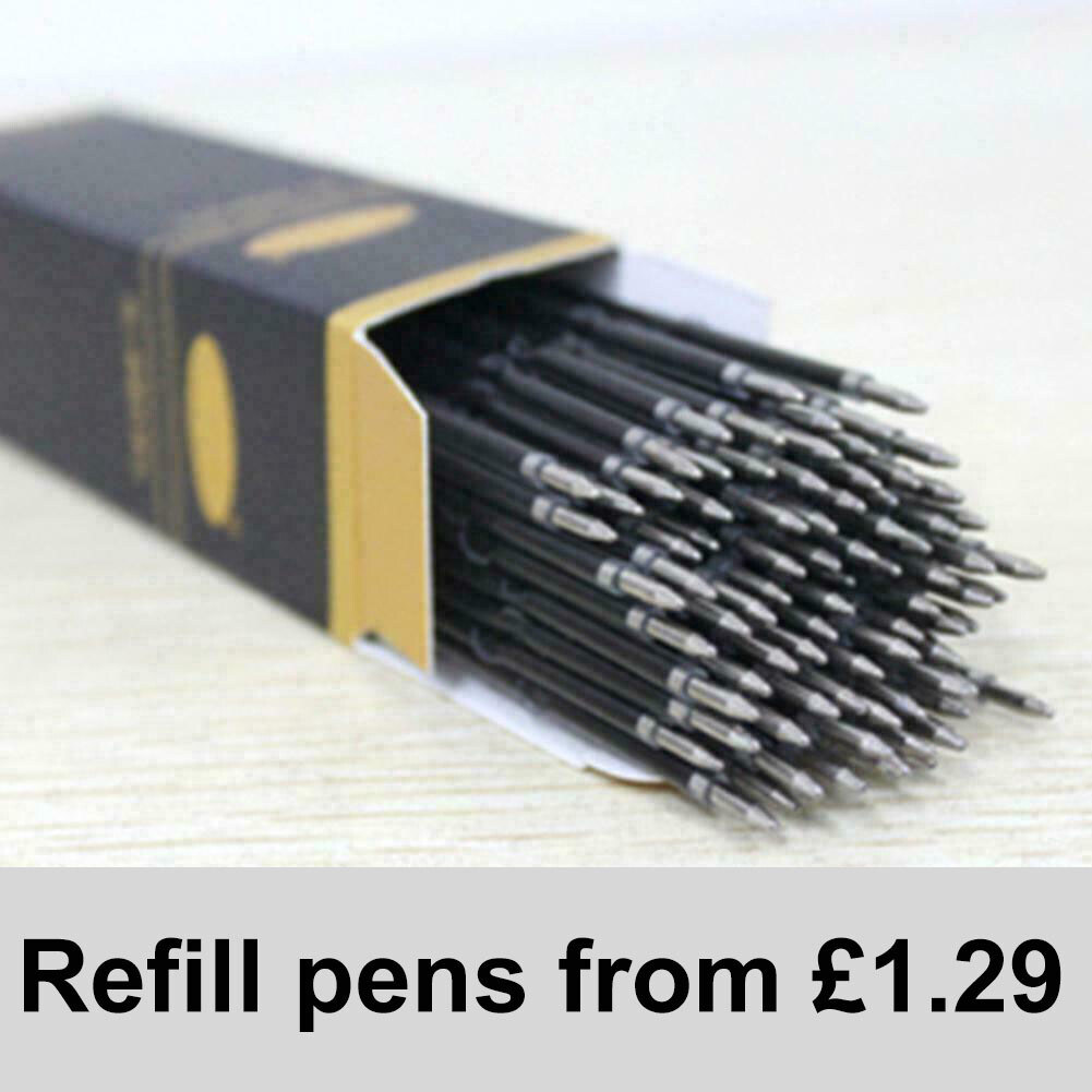BLACK INK BIRO REFILL 107mm 10.7cm BALLPOINT PEN REPLACEMENT Medium Nib ...