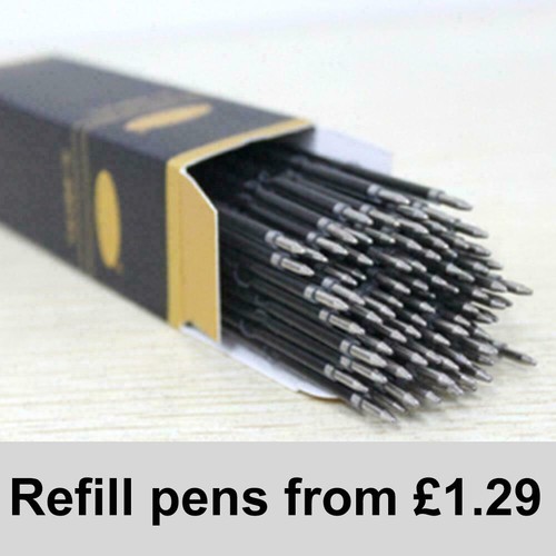 BLACK INK BIRO REFILL 107mm 10.7cm BALLPOINT PEN REPLACEMENT Medium Nib ...