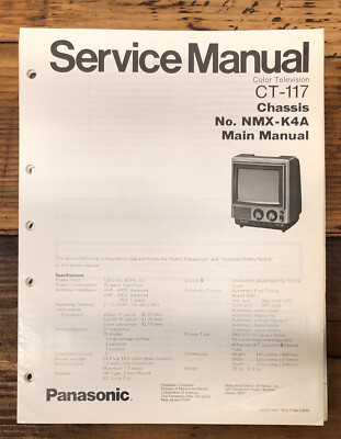 Panasonic CT-117 TV Service Manual *Original* | eBay