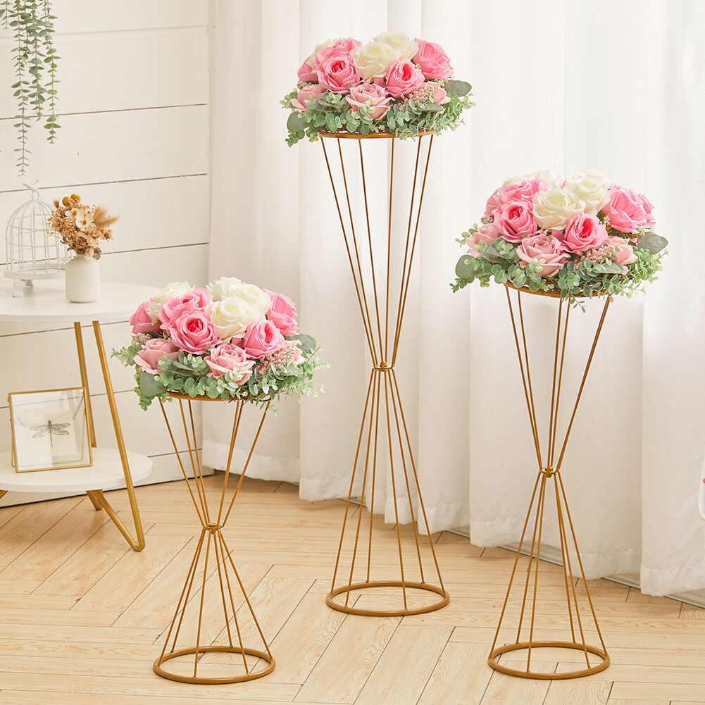 50-100CM Gold Geometric Plinth Flowers Stand Pedestal Wedding Decor ...