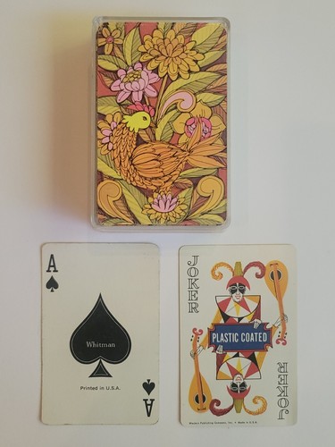 Vintage Whitman Plastic Coated Playing Cards with Fantastic Bird Design ...
