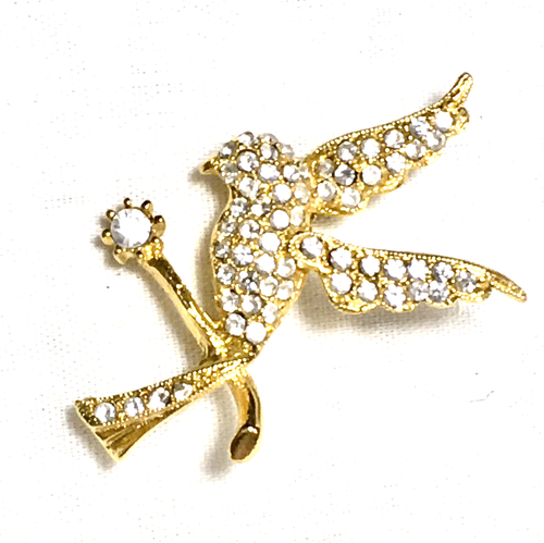 Vintage Napier Bird on a Branch Pin Brooch, Gold Tone and Rhinestones ...