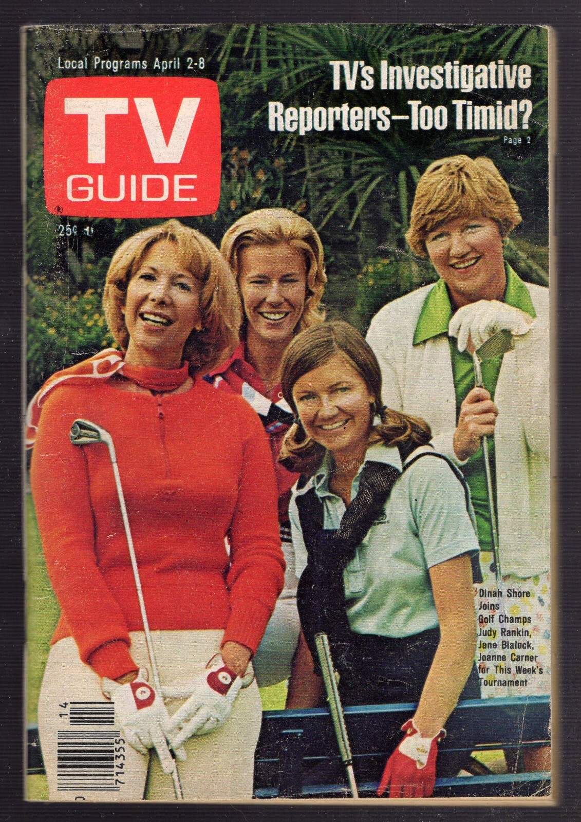 BEAUTIFUL 1977 TV GUIDE ~ LADIES GOLF JUDY RANKIN, JANE BLALOCK, JOANNE ...