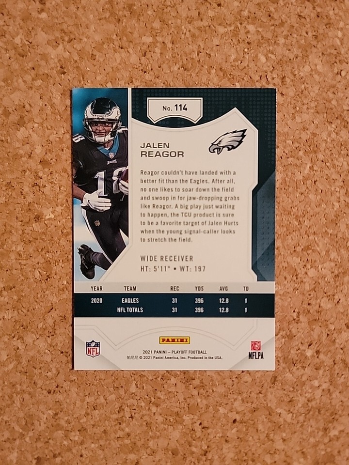 2021 Panini Playoff Red Zone Jalen Reagor #114 Philadelphia Eagles Card ...