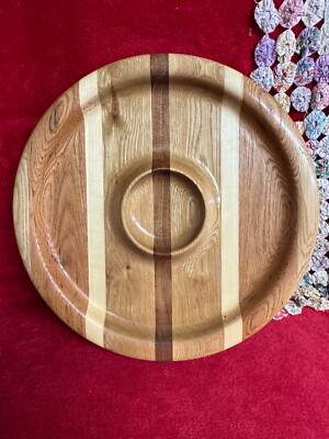 Handcrafted Large Wood Chip & Dip Serving Tray Bowl Various Woods | eBay