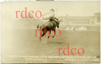 Clyde Kline Riding Wild Bramah Steer, Doubleday Tex Austin Rodeo ...