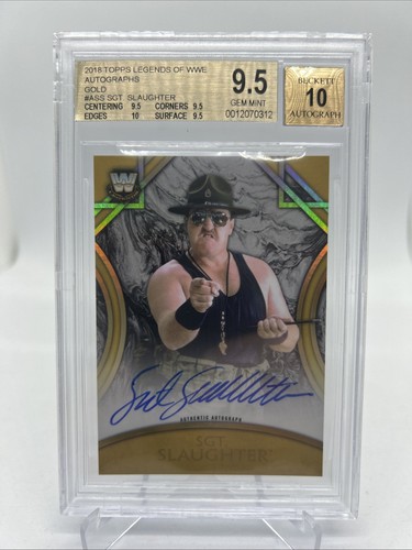 2018 TOPPS Legends Of WWE SGT SLAUGHTER Gold 01/10 BGS 9.5 True Gem 10 ...