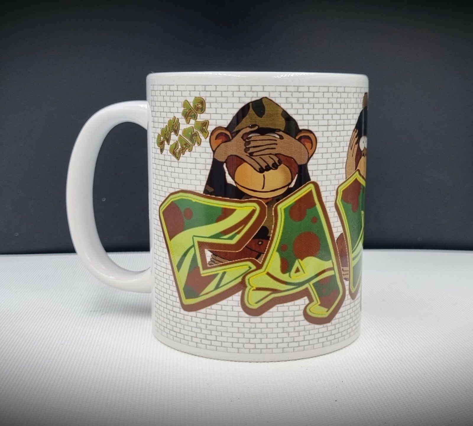 Carp Fishing Graffiti Mug Three Unwise Monkeys From The Squirrels Nuts ...