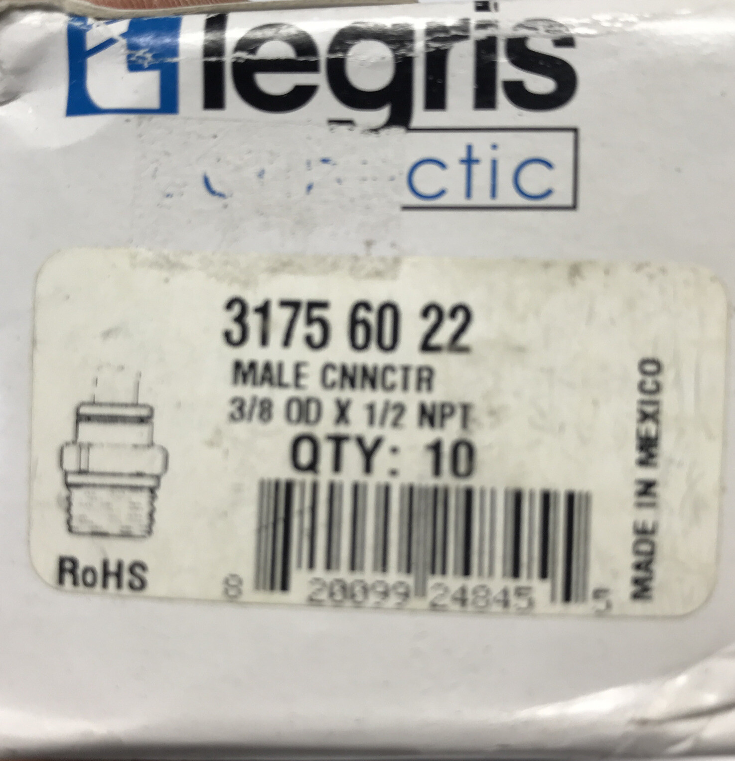 Male Connector Tube X MNPT Legris 3175 60 22 for sale online | eBay