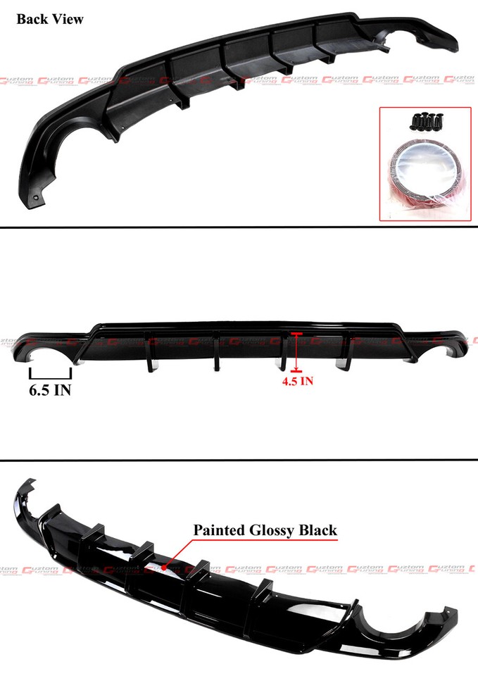 FOR 22-25 HONDA CIVIC SEDAN GT STYLE SHARK FIN GLOSS BLACK REAR BUMPER ...