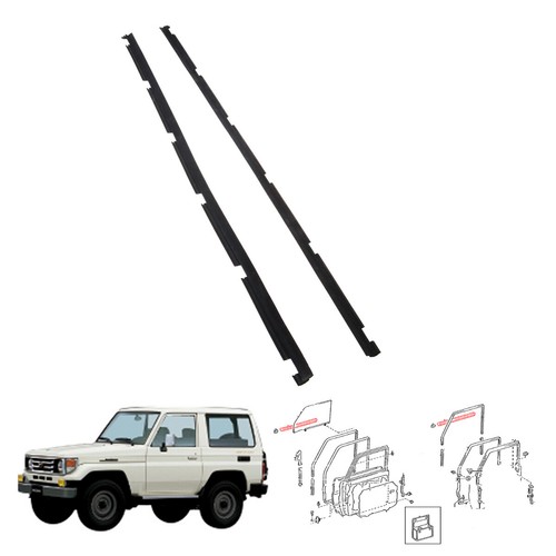Front Door Glass Outer Weatherstrip Fit Toyota Land Cruiser Hardtop 4D ...