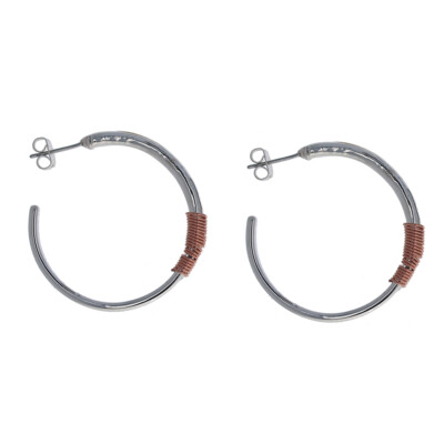 Hammered Hoops with Copper, Sterling Silver Tube Hoops, Wrap Copper ...