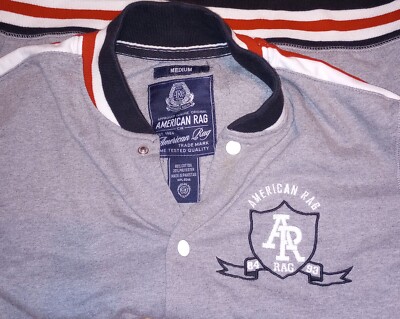 American Rag Varsity Jacket Mens Medium Gray, Red, White And Navy Trim ...