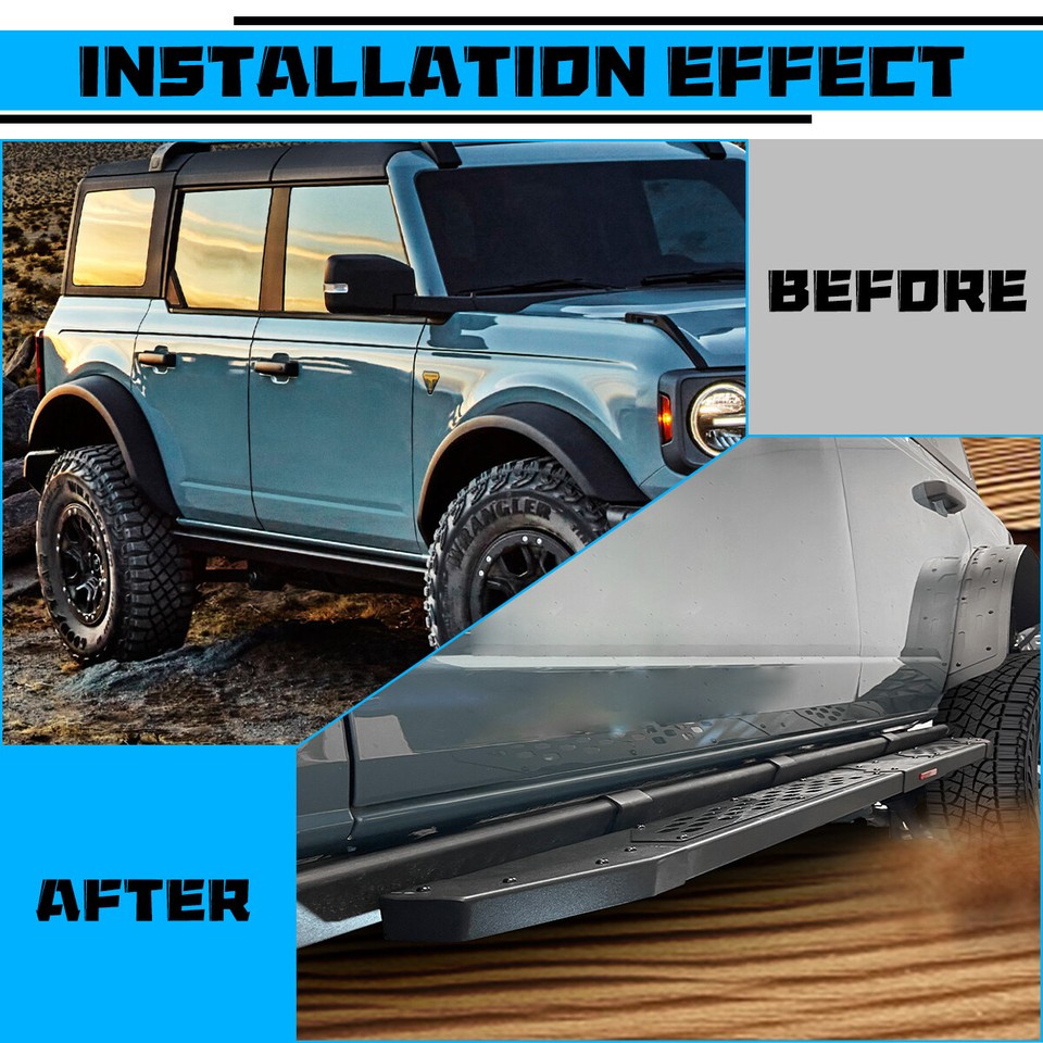 Side Steps For 2021-2025 Ford Bronco 4-Door Rock Rail Running Boards ...