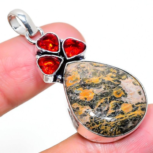 Leopard Skin, Garnet Gemstone Handmade 925 Sterling Silver Pendant 1.97 ...
