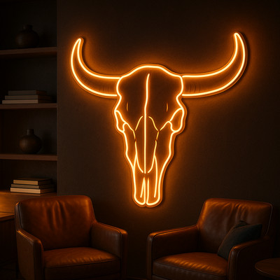 Head scull bull neon, Neon bull, Bull Head Neon, Longhorn Neon Sign ...