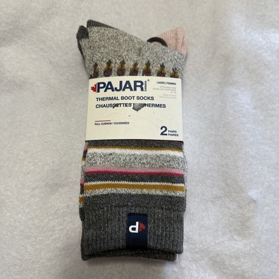 PAJAR Size 6-10 2 Pair Gray Pink Fair Isle Women Crew's Boot Socks MSRP ...