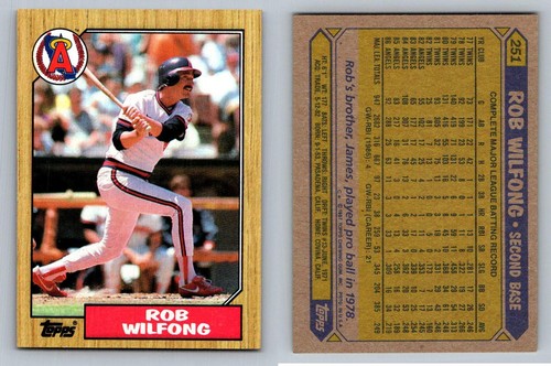 Rob Wilfong Second Base California Angels Topps 1987 Card 251 Baseball ...