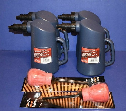 4 Battery Filler Bottle Automatic Shut Off 2 filler Bulb Golf Cart RV ...