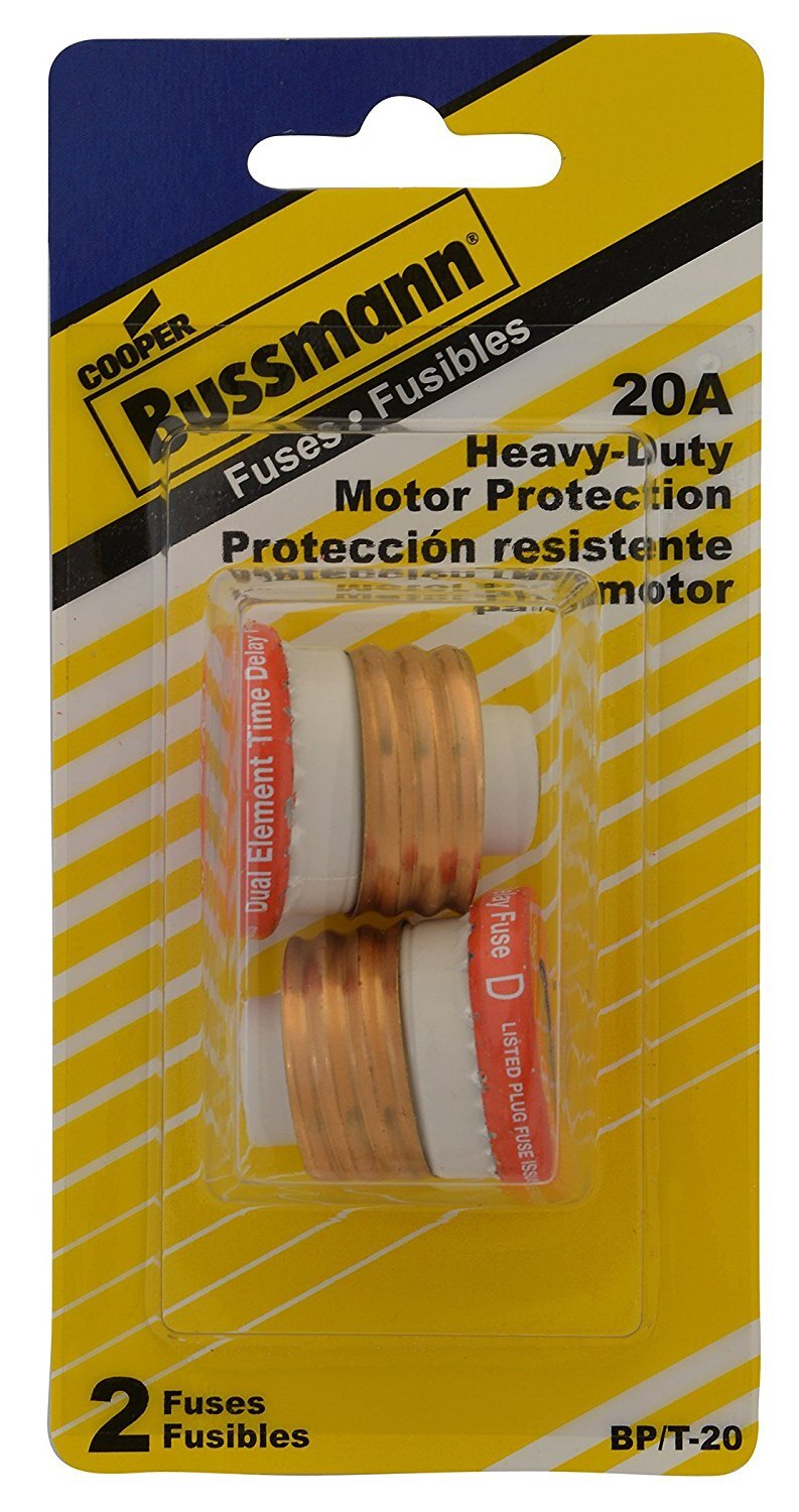 BP/T-20 20A Type T Time-Delay Dual-Elem. Edison Base Plug Fuse 125V ...