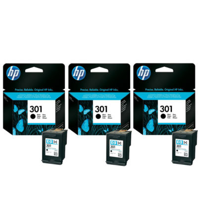 3x Original HP 301 Black Ink Cartridges For ENVY 5534 Inkjet Printer ...