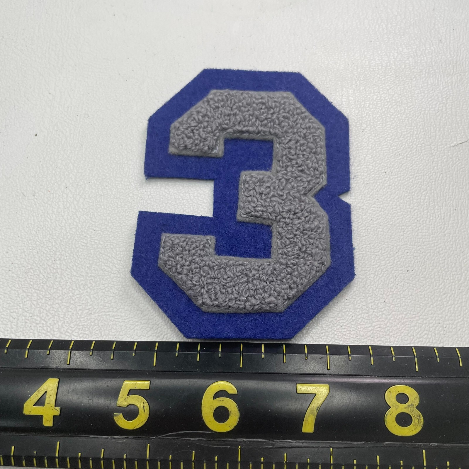 GRAY ON BLUE #3 Chenille Varsity Letter Jacket Patch T040 | eBay