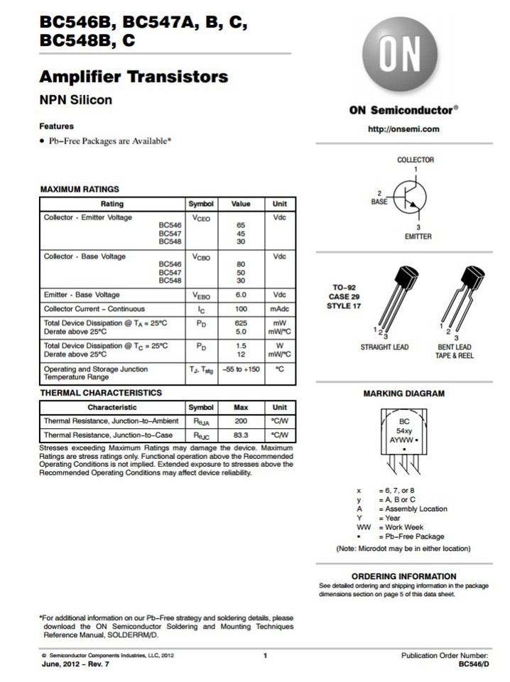 50 x BC546B BC546 Transistor NPN 65V 0.1A - USA Seller - Free Shipping ...