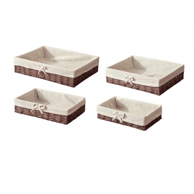 Woven Basket Organizer Paper Rope Storage Basket Rectangular Organizer ...