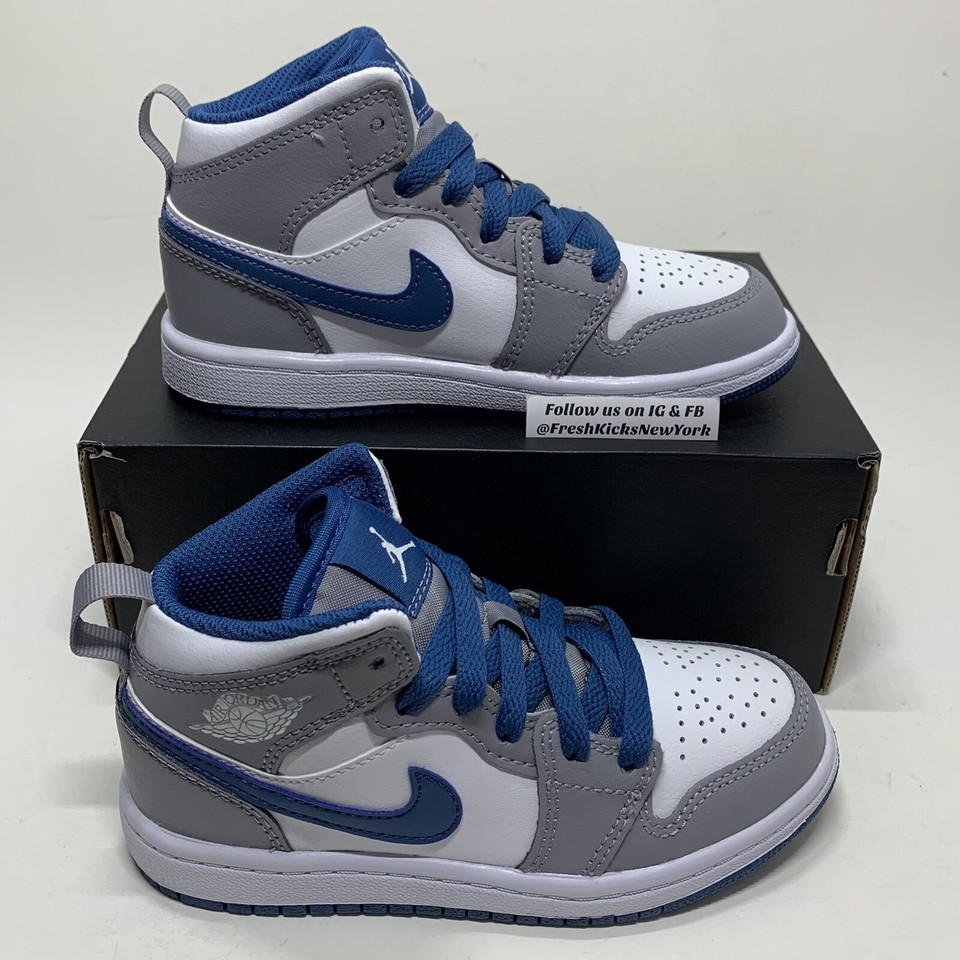 Air Jordan 1 Mid True Blue Little Kids Size 11c Child (UK10.5/EUR28 ...