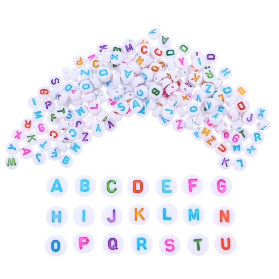 100PCS Alphabet Round Letter Beads Charms for DIY Loom Bands Bracelets ...
