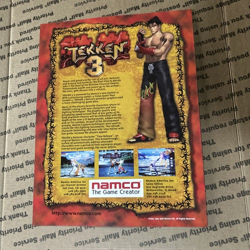 nos Original Factory Tekken 3 Namco arcade Video game flyer | eBay