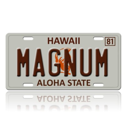 Magnum PI Tom Selleck Hawaii MAGNUM Vanity Aluminum License Plate Tag P ...