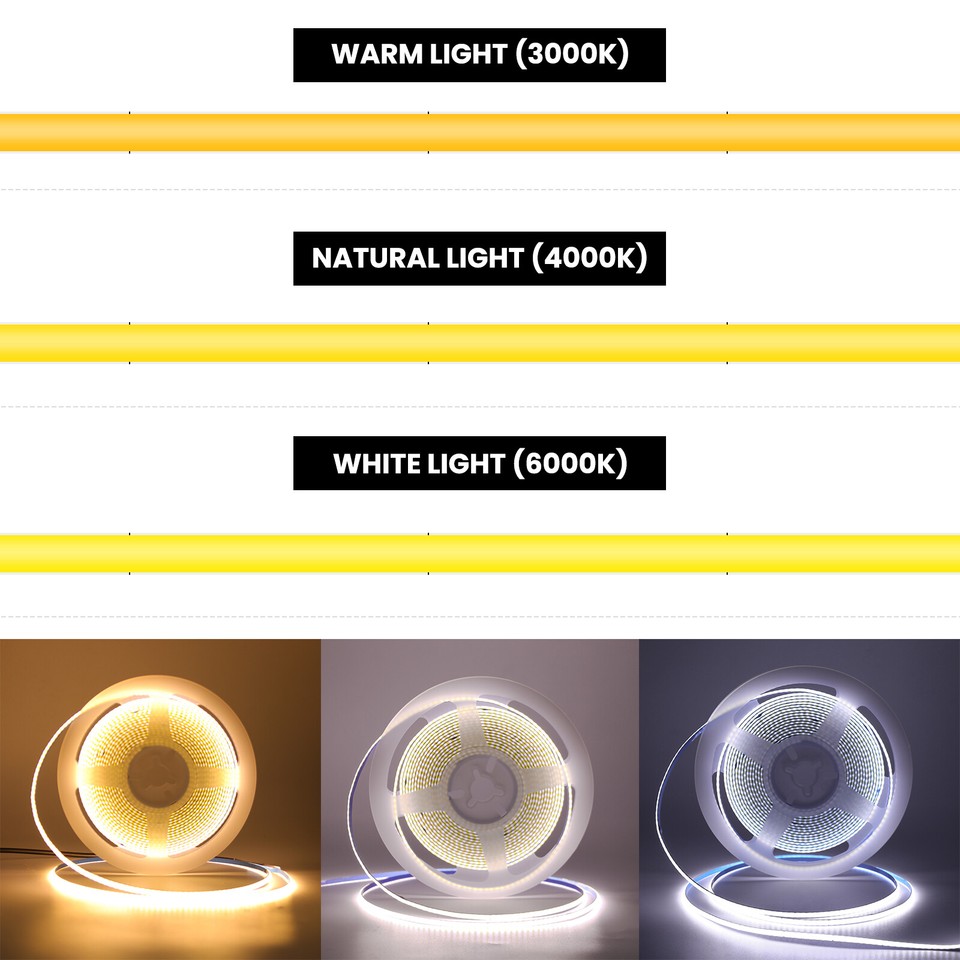 COB LED Light Strip Thin 3mm LED Strip 5V Flexible Tape Lights For Room ...