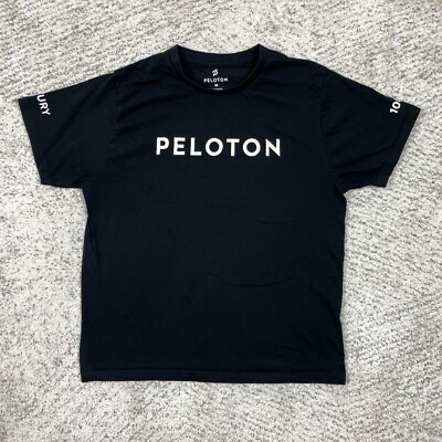 Peloton Shirt Womens Medium Short Sleeve Century 100 Logo Black White ...