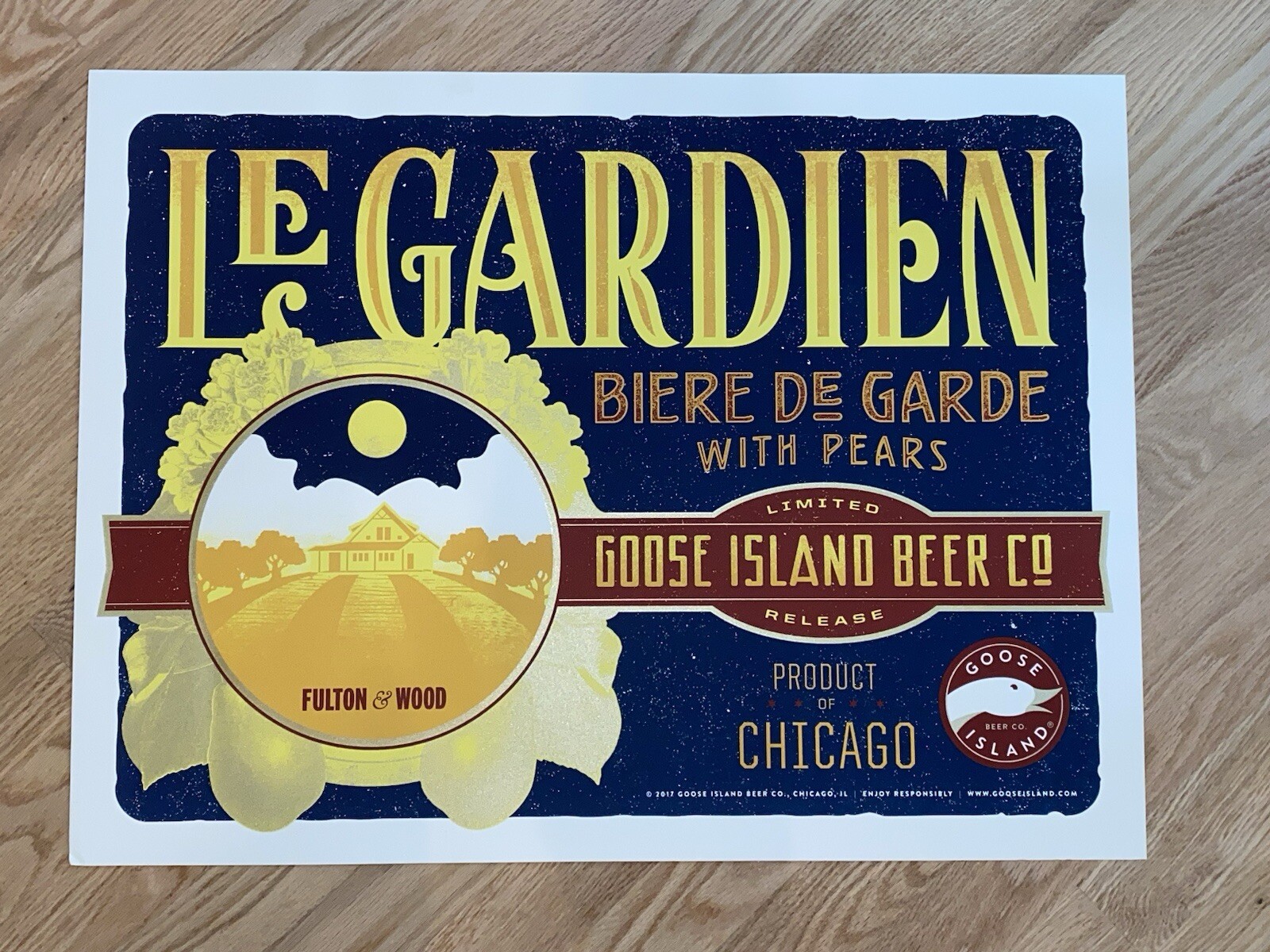 2017 Goose Island Beer Le Gardien Release Party Poster Goose Island ...