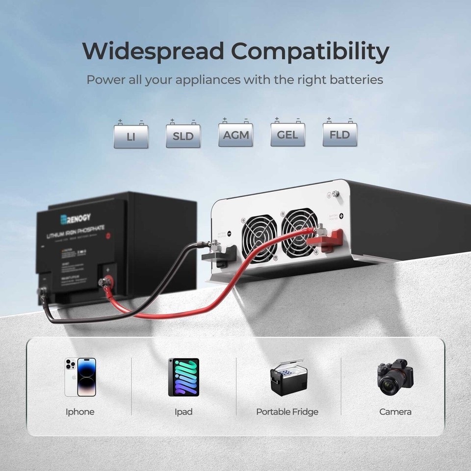 Renogy 12V 3000W Pure Sine Wave Inverter UPS Transfer Switch Built-in ...