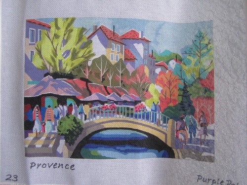 PURPLE PLUM DESIGNS COLORFUL Handpainted NEEDLEPOINT CANVAS Provence ...