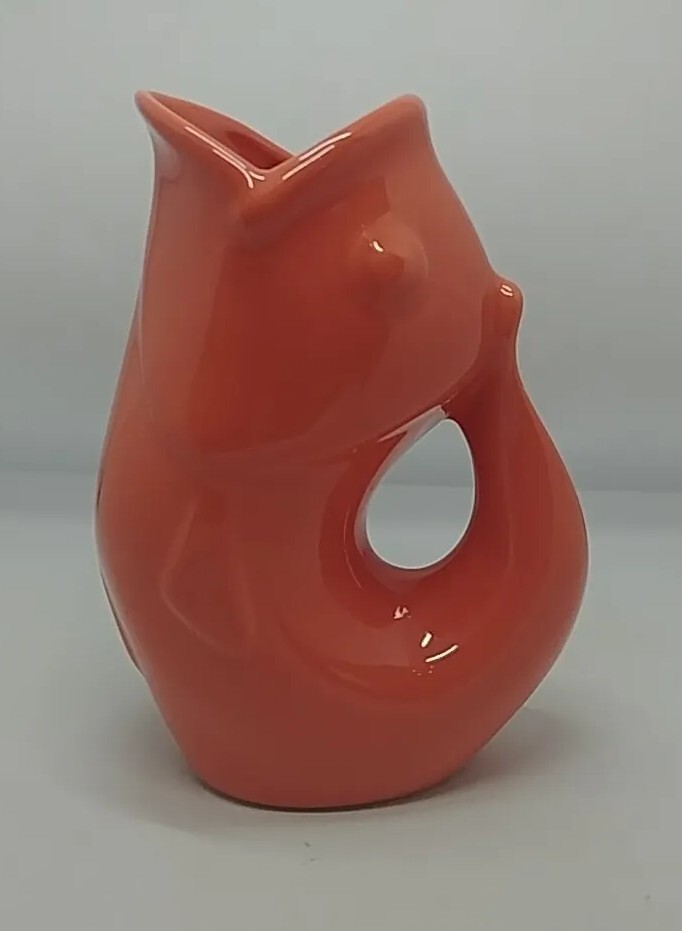 GURGLE POT Fish Pitcher Vase Orange Coral 6.5" Tall (B3) | eBay