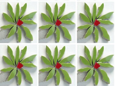 6 Green Daisy Flowers 1.5" Broken Cut China Plate Mosaic Tiles | eBay