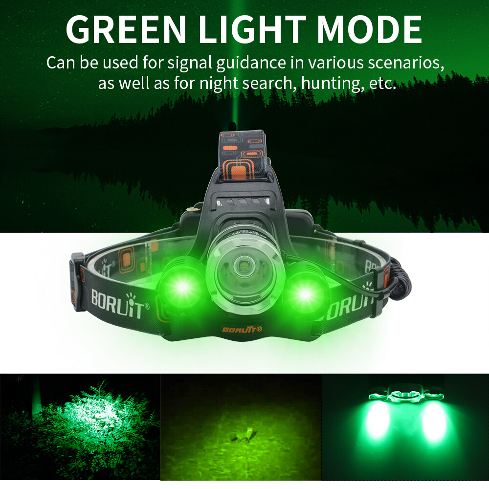 90000LM BORUiT Ultra-Bright LED Rechargeable Headlight IPX5 Work ...